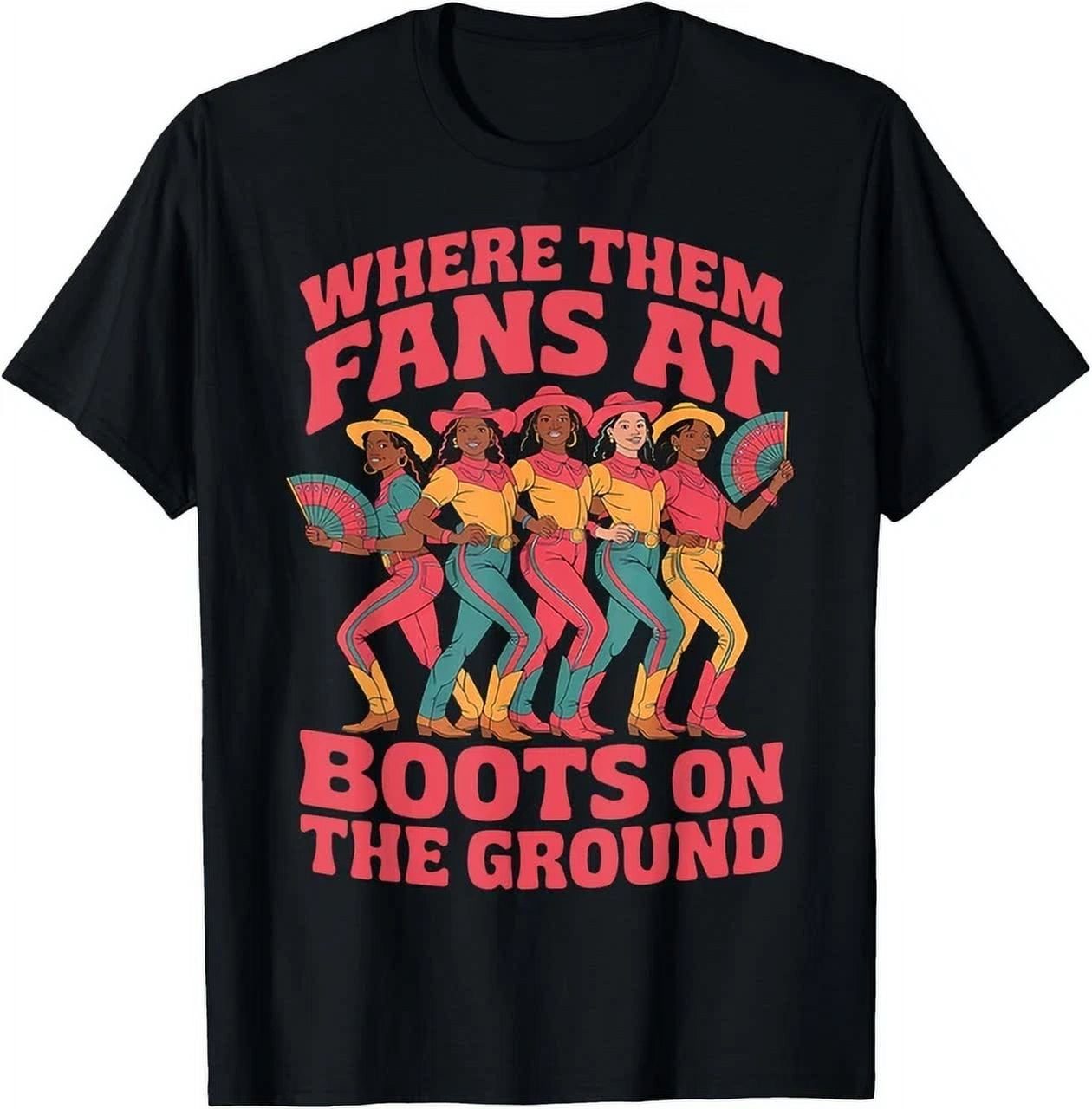 Vintage Red Where Them Fans At Boots On The Ground Cow Western T-Shirt ...