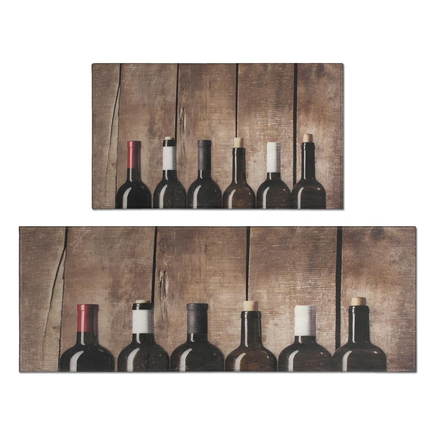 Vintage Red Wine Kitchen Mats, Non-Skid & Washable, Set of 2 with Grape ...