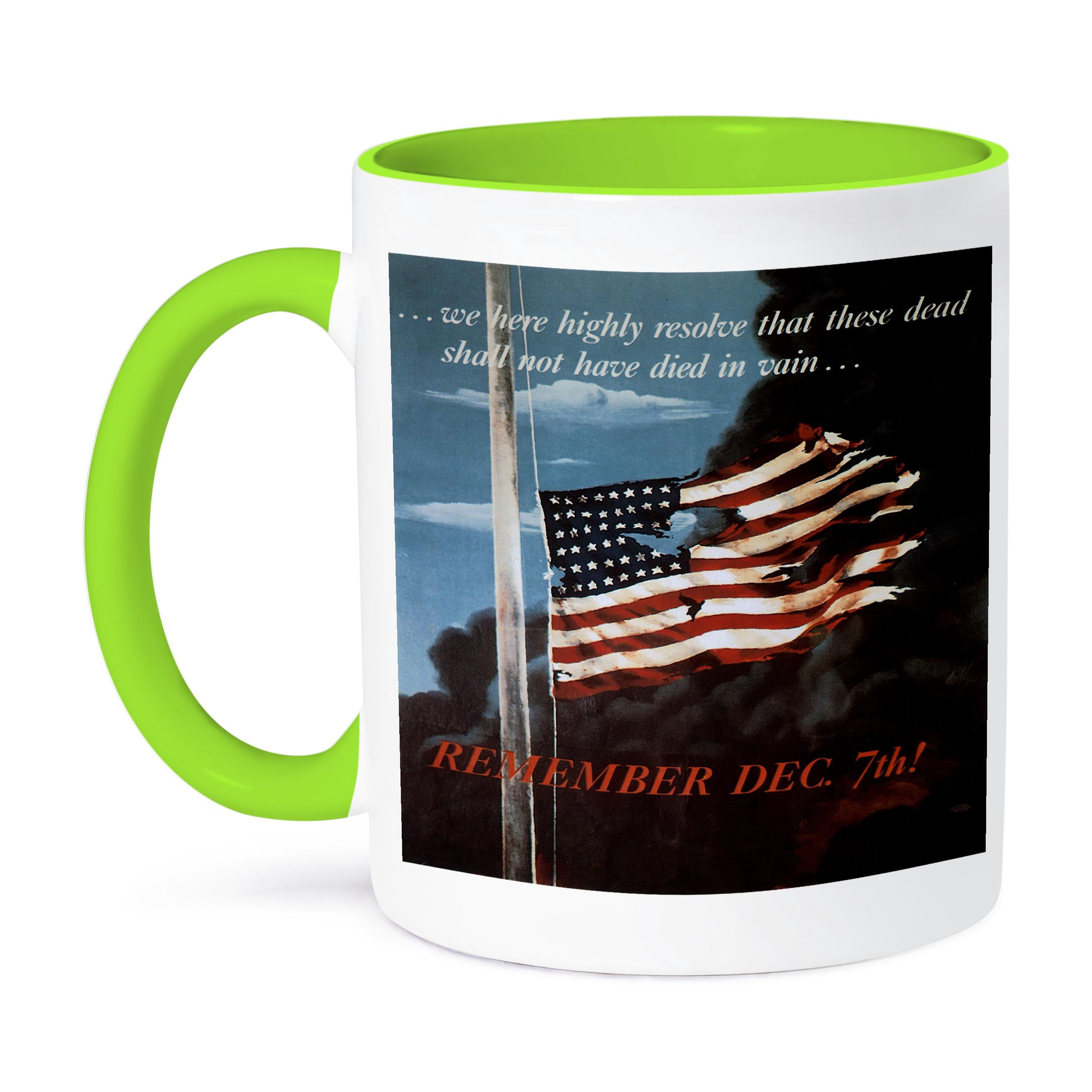 Vintage Remember Dec. 7Th Pearl Harbor Poster, 15oz Two-Tone Green Mug ...
