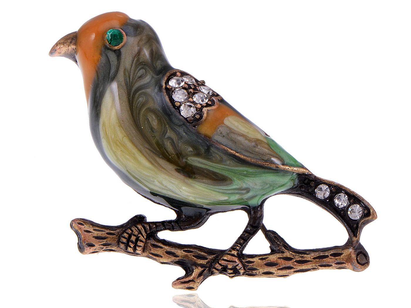 Vintage Repro Crystal Rhinestone Enamel Sparrow Bird Costume Jewelry ...