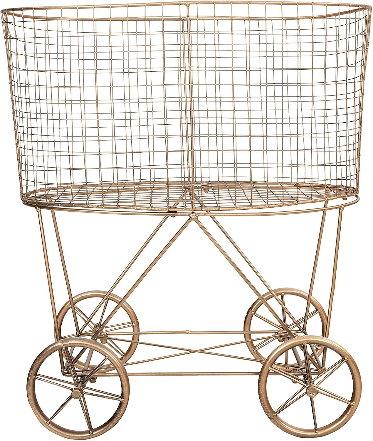Vintage Reproduction Decorative Metal Laundry Basket with Wheels ...