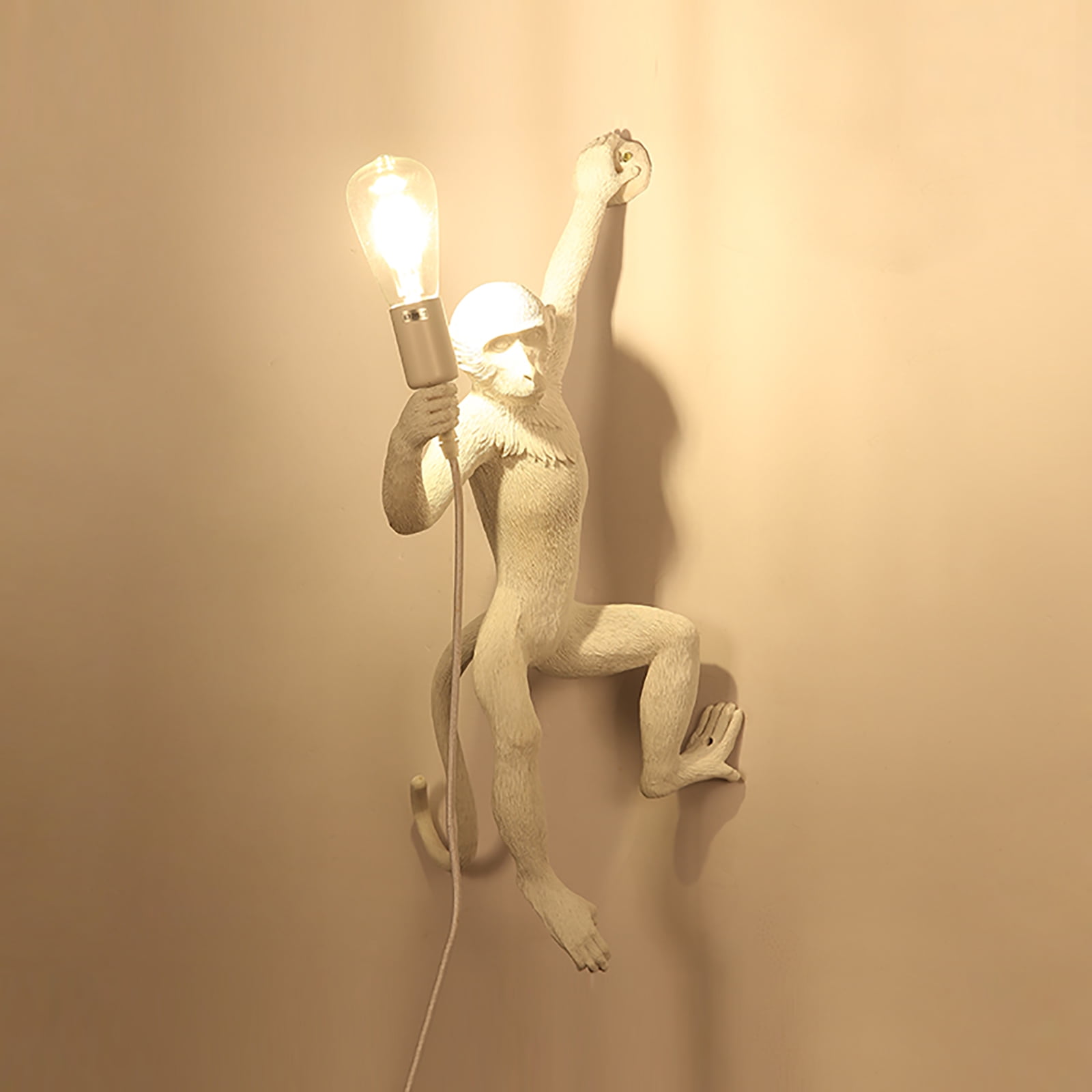 Vintage Resin Hemp Rope Monkey Wall Light Fixture, Creative 1-Light ...