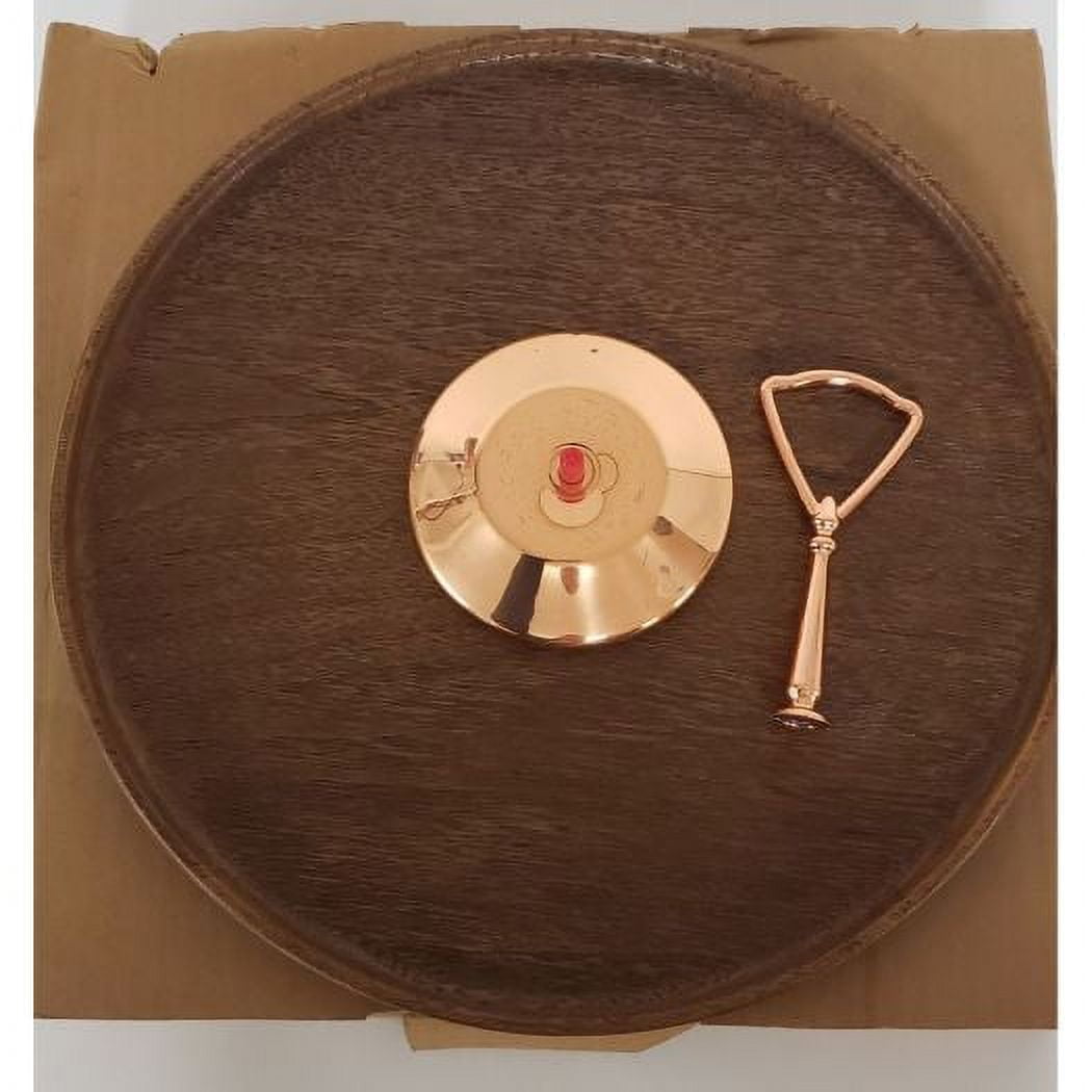 Vintage Resin Lazy Susan Brown With Copper Base And Handle 1970’s Size ...
