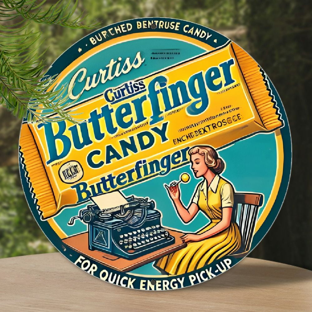 Vintage Retro 8x8 Inch Round Aluminum Wall Art - 2D Flat Butterfinger ...