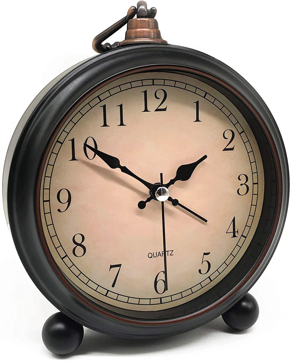 Vintage Retro Analog Alarm Clock, 4 inch Super Silent Non Ticking Small ...