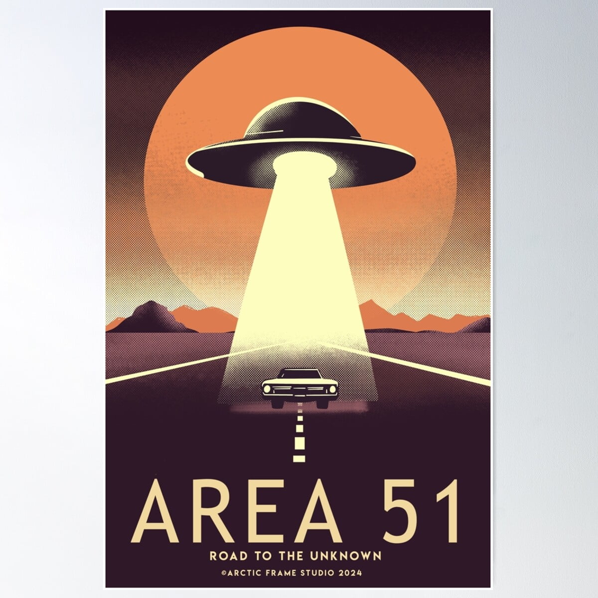 Vintage Retro Area 51 Poster – Roswell, New Mexico Desert Illustration ...