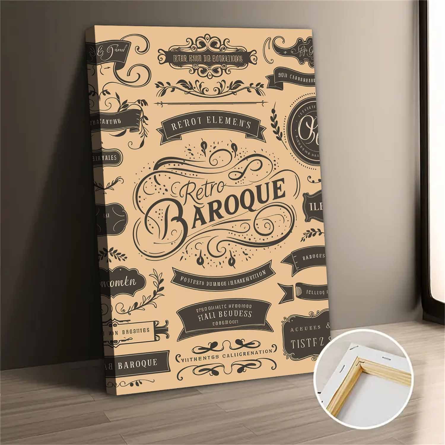 Vintage Retro Baroque Calligraphy Canvas Wall Art Decor Print For ...