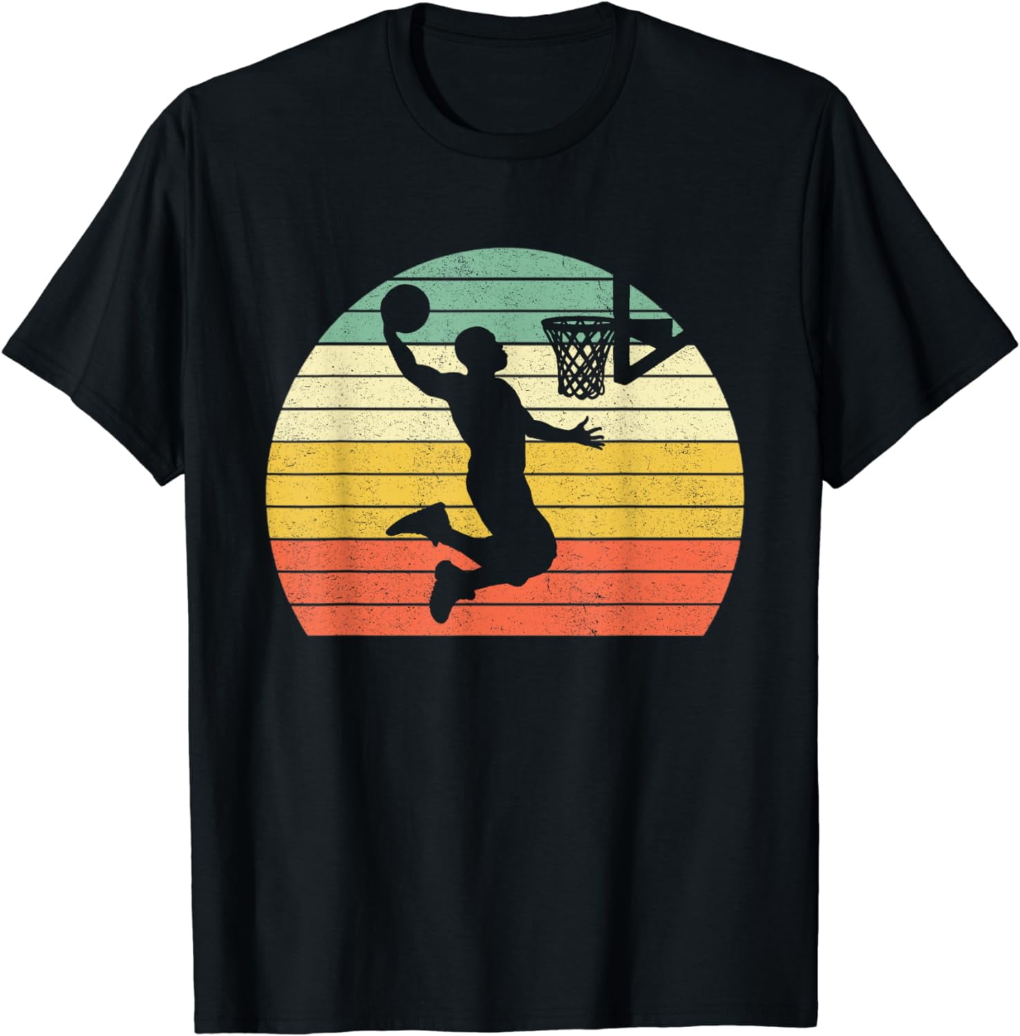 Vintage Retro Basketball Dunk Shirt Sunset Colorful Men Boys T-Shirt ...
