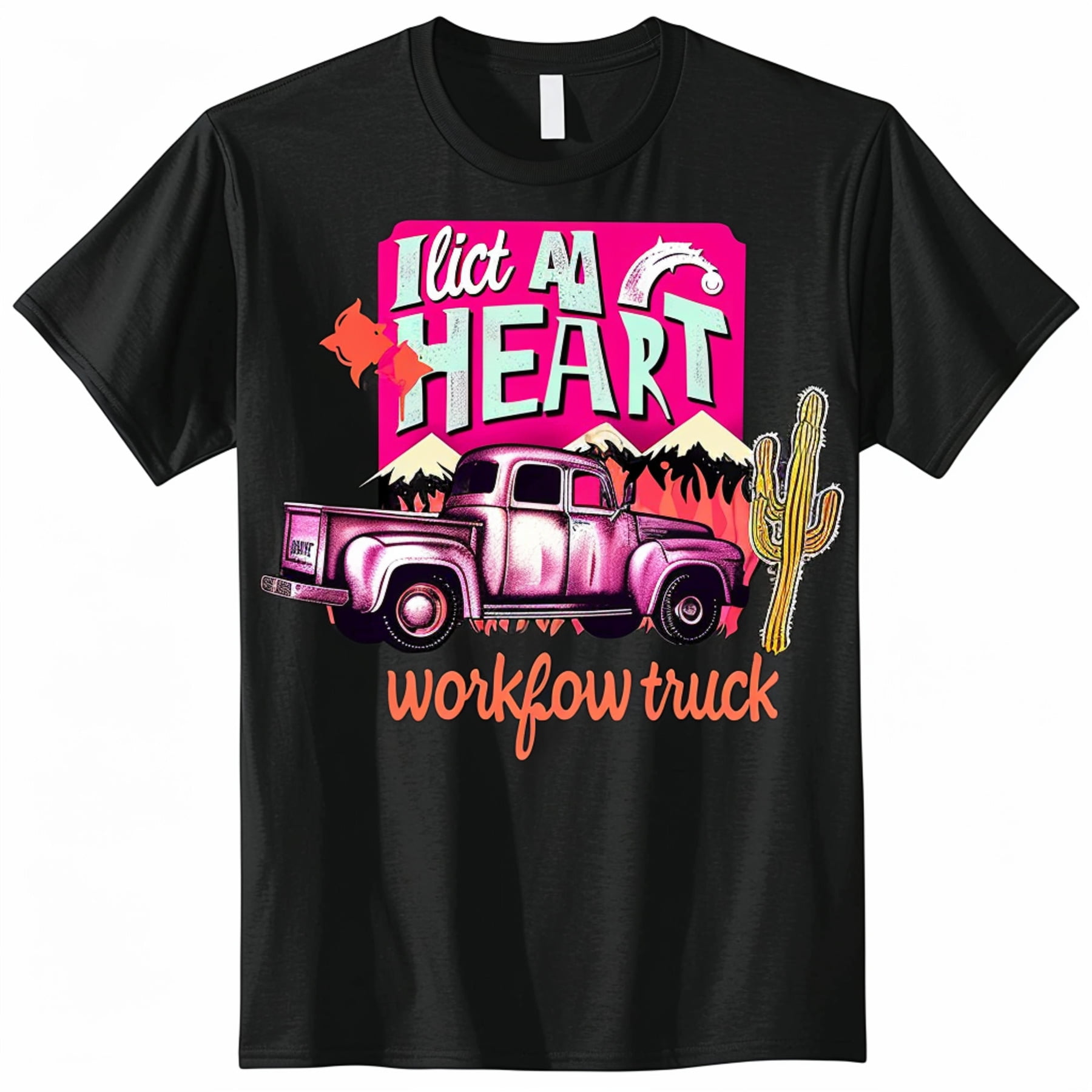 Vintage Retro Black T Shirt with Bold Text Cactus Print and 60s Vibe ...