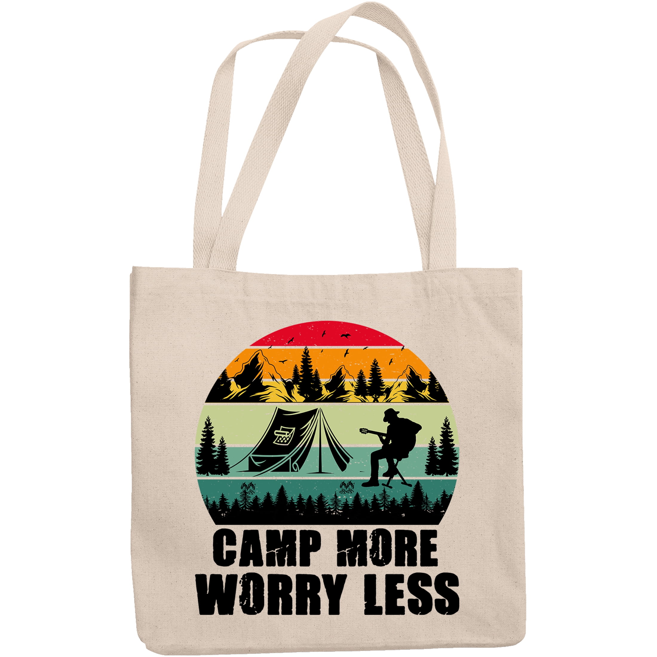 Vintage Retro Camp More Worry Less, 12oz Canvas Tote Bag - Walmart.com