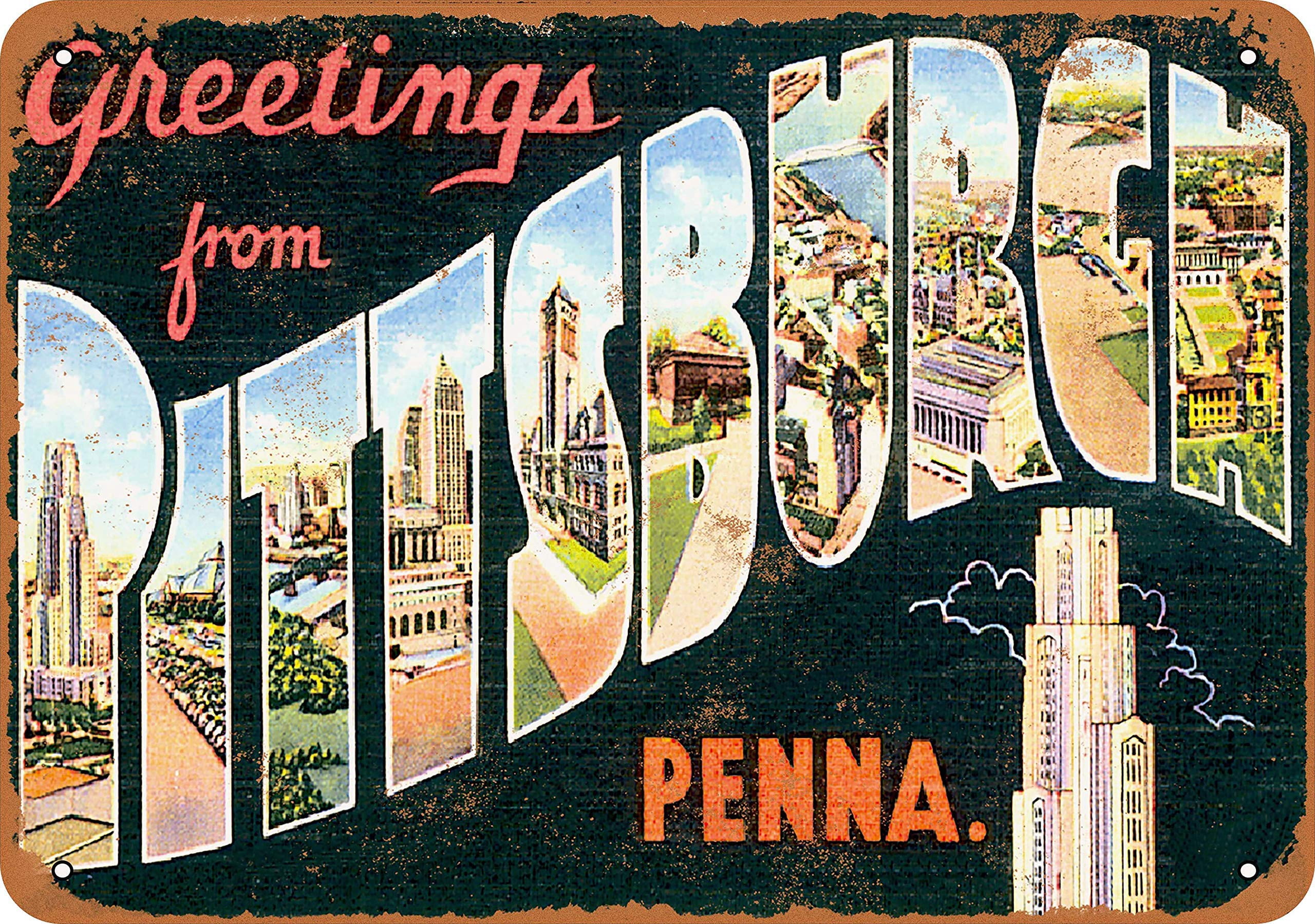 Vintage Retro Collectible tin Sign - Greetings from Pittsburgh PA -Wall ...