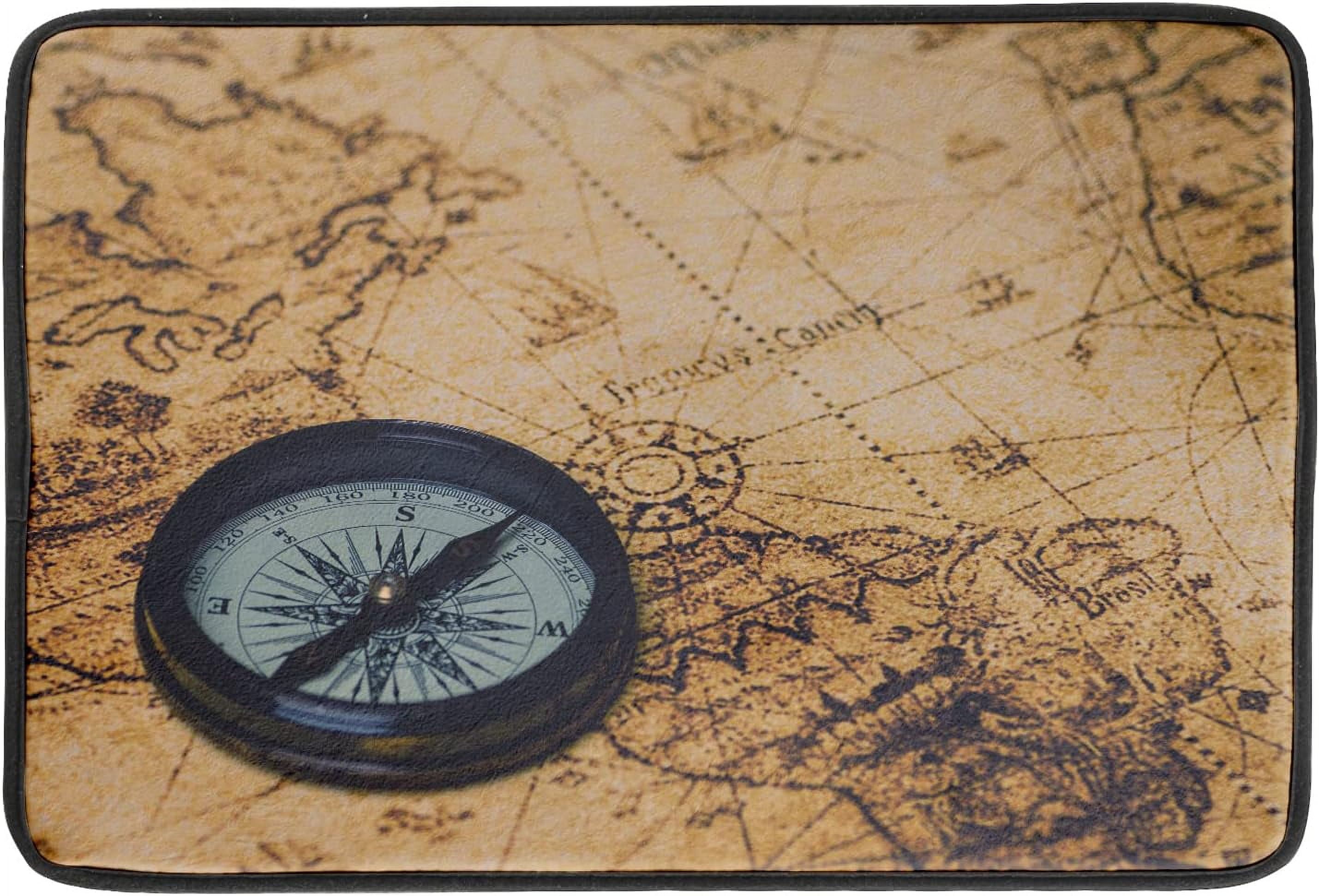 Vintage Retro Compass Dish Drying Mat Countertop 18"x24" Absorbent ...