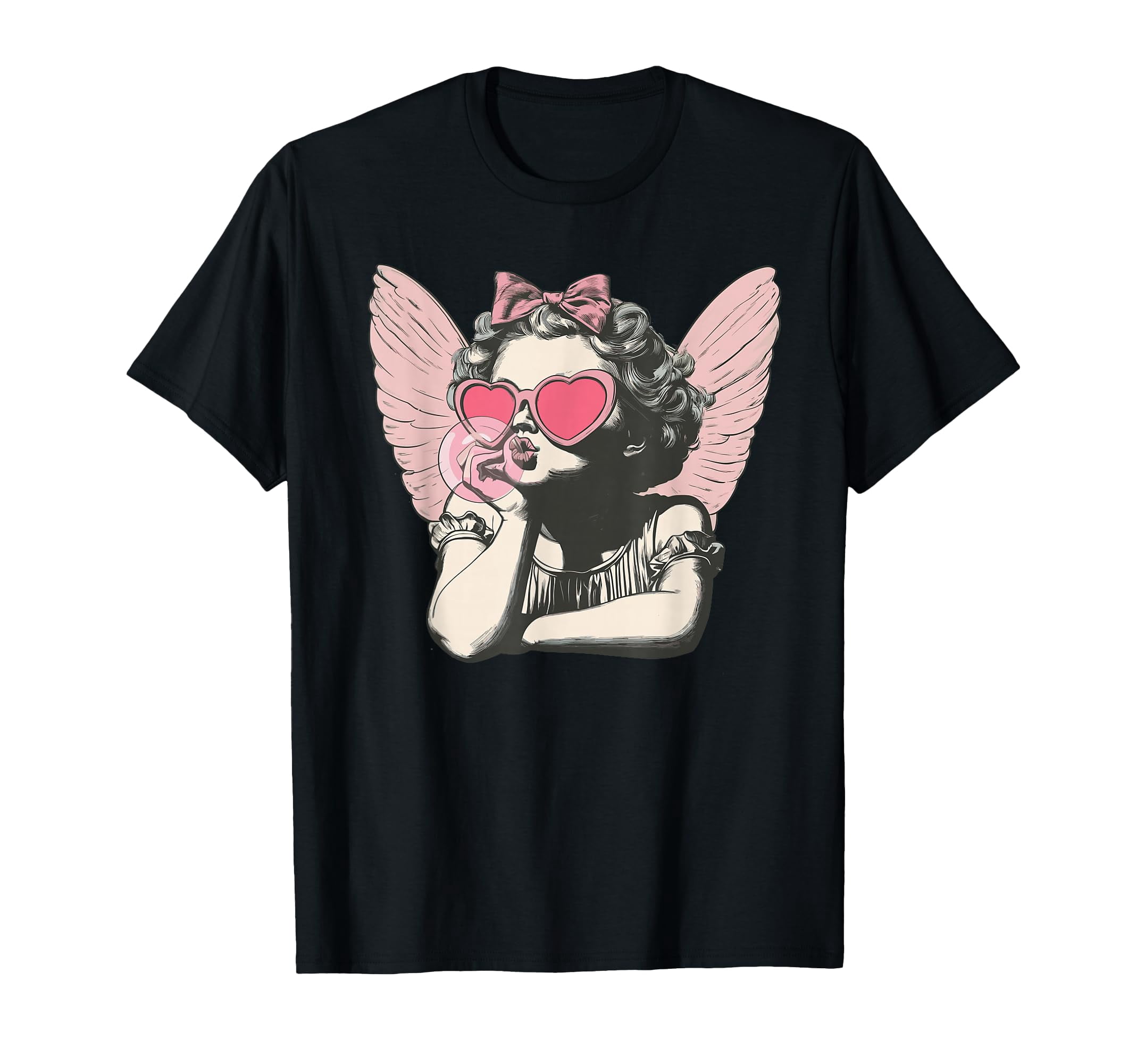Vintage Retro Cupid Blowing Bubble T-Shirt - Cute Valentine's Day Style ...