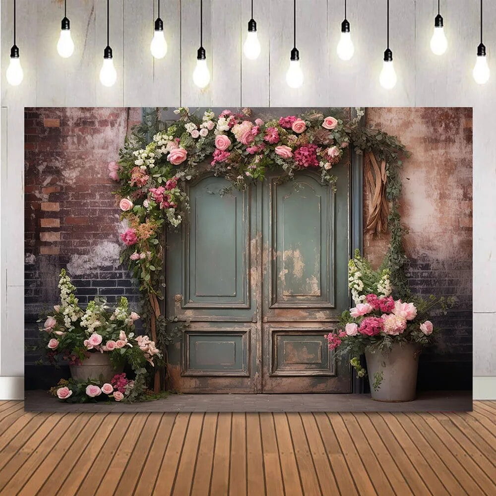 Vintage Retro Door Floral Background for Photography Newborn Baby ...