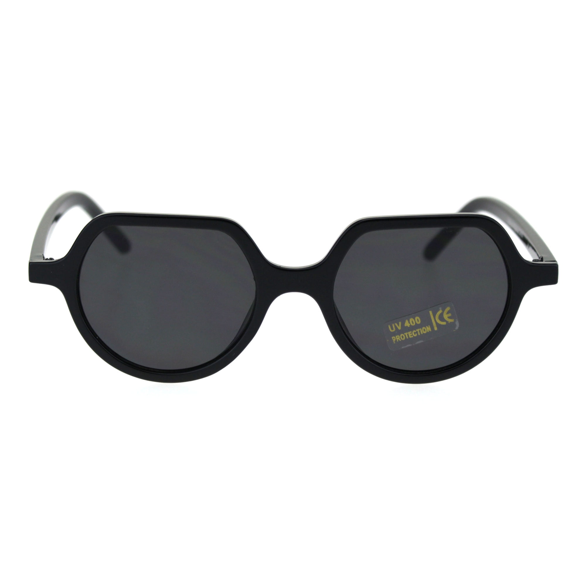 Vintage Retro Hippie Round Thin Plastic Horn Pimp Sunglasses All Black ...