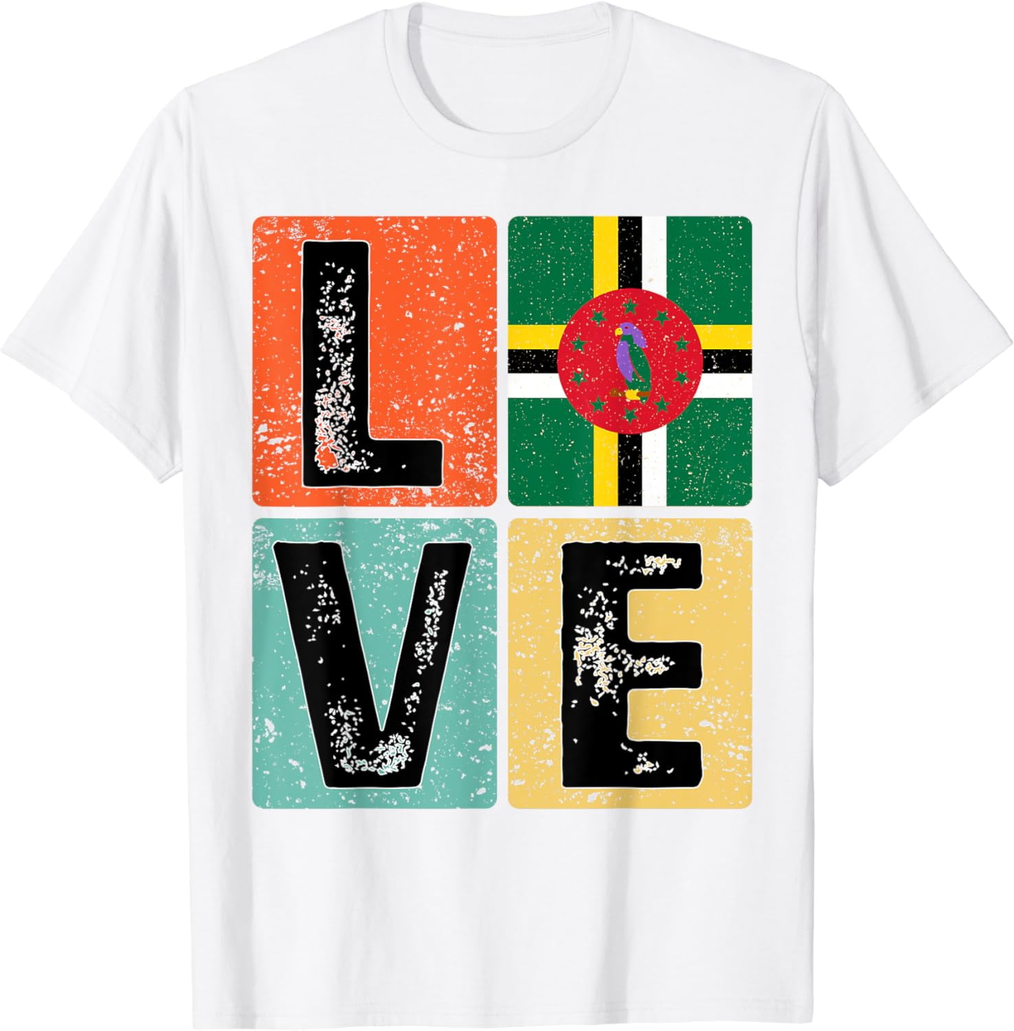 Vintage Retro I Love Dominica Flag for Dominican Pride Gift T-Shirt ...
