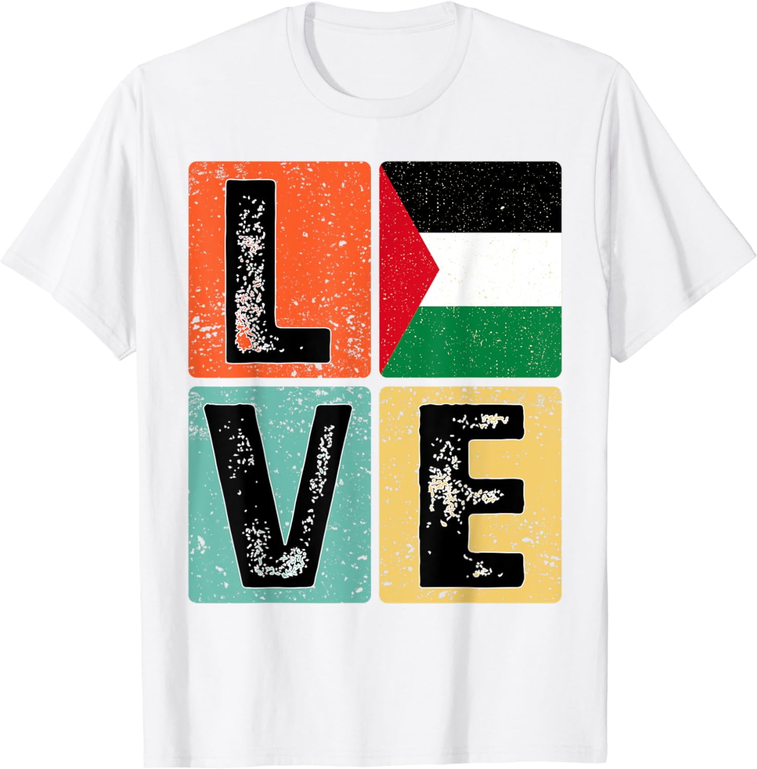 Vintage Retro I Love Palestine Flag for Palestinian Pride T-Shirt ...
