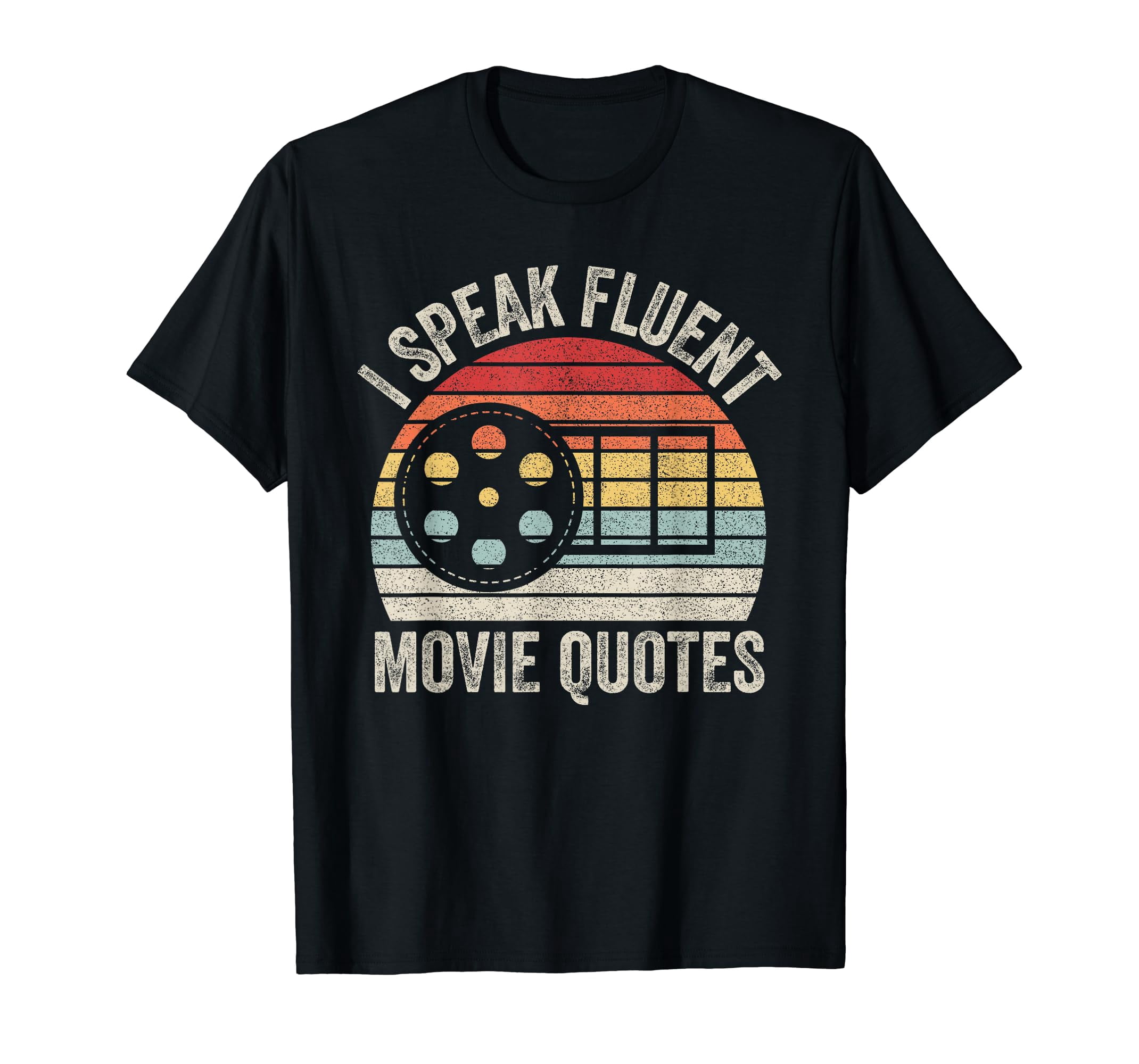 Vintage Retro I Speak Fluent Movie Quotes Movie Lover Black T-shirt ...