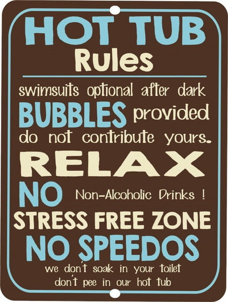 Vintage Retro Metal Aluminum Sign Funny Hot Tub Rules Outdoor & Home ...