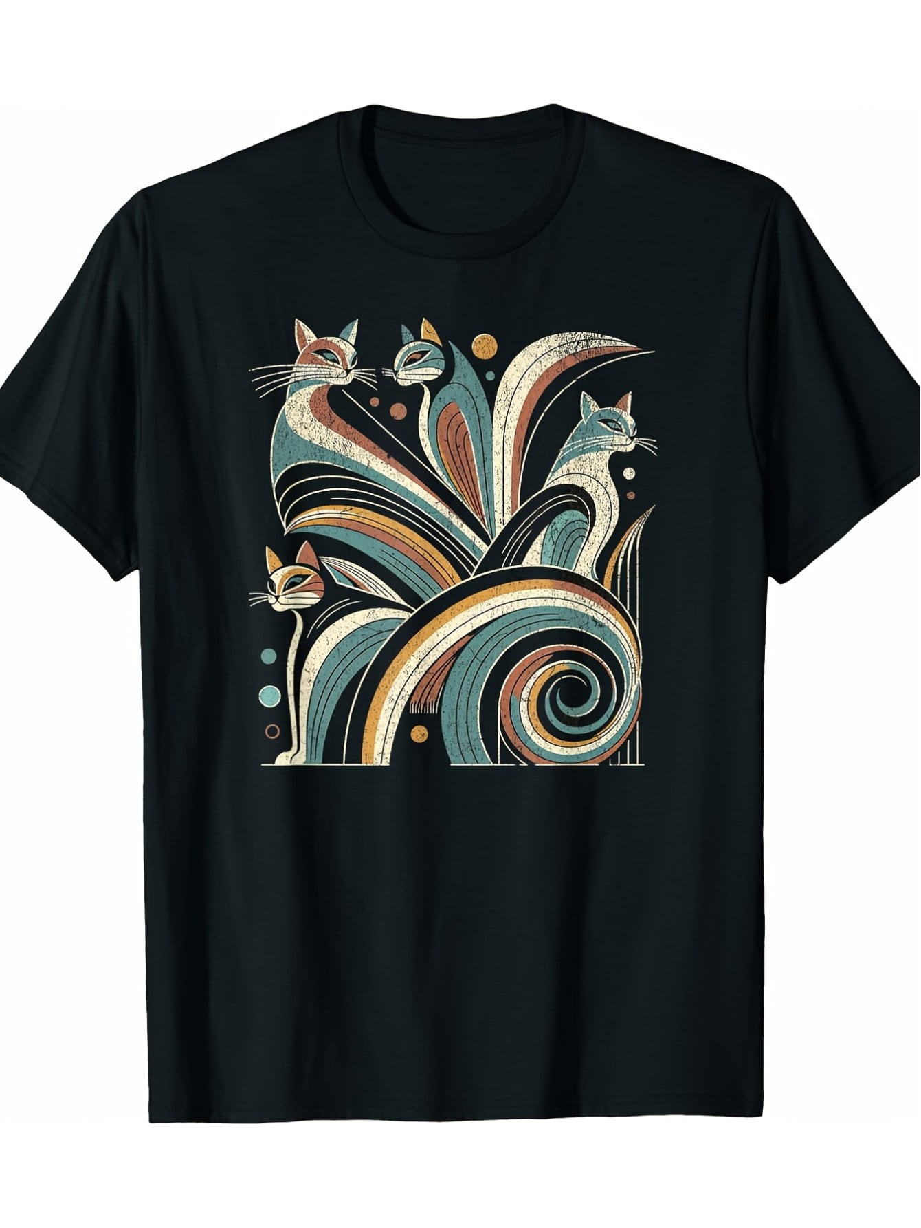 Vintage Retro Mid-Century Modern Look Cats 50s 60s Style T-Shirt-220g 100% Cotton - Walmart.com
