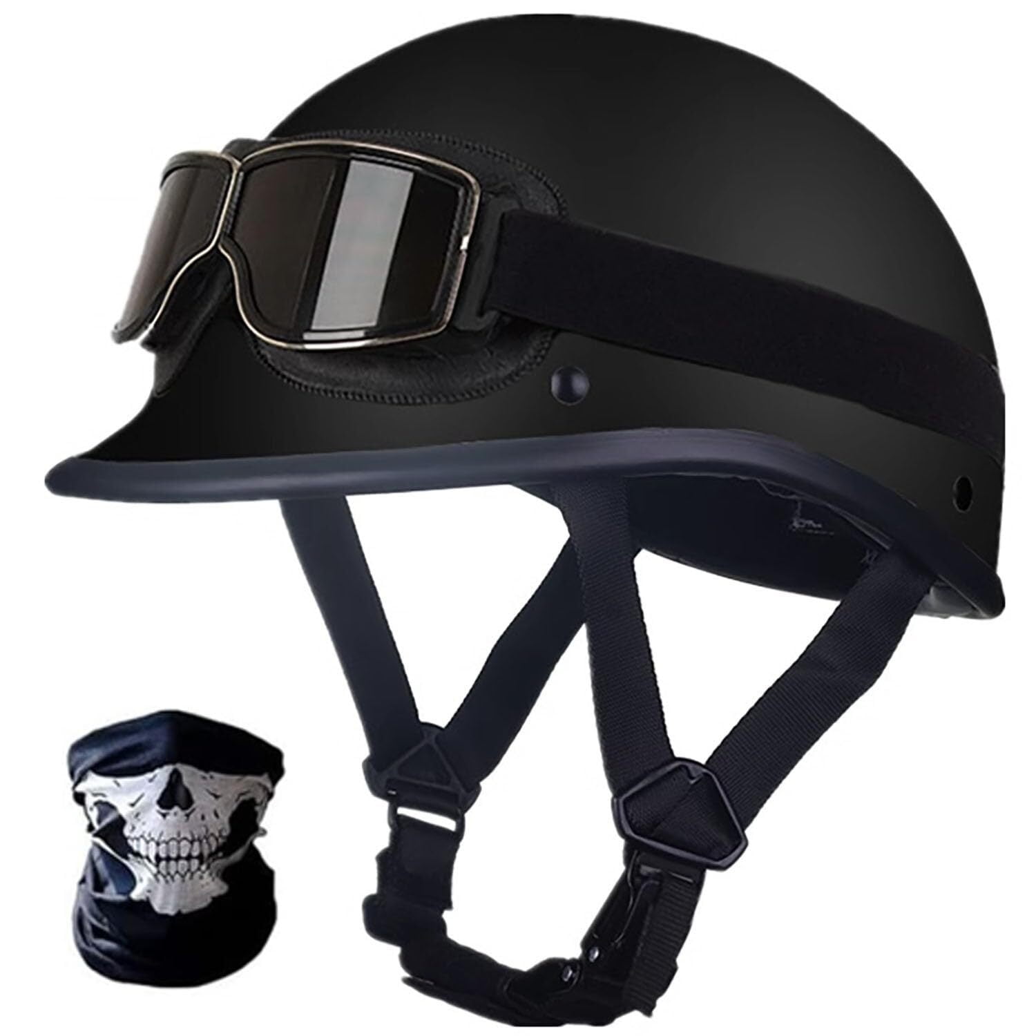 Vintage Retro Motorcycle Half Shell Lightweight Open Face Helmets DOT ...