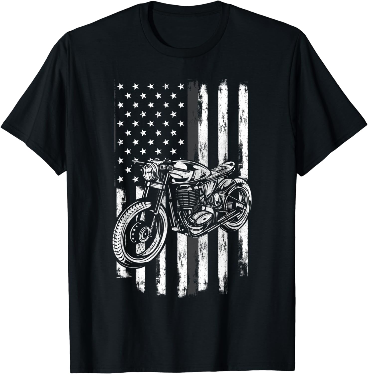 Vintage Retro Motorcycle USA Flag Funny Motorcycle Engines T-Shirt ...