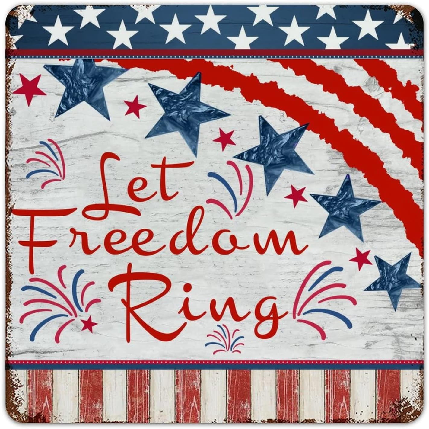 Vintage Retro Patriotic 4th of July Metal Sign Independence Day God ...