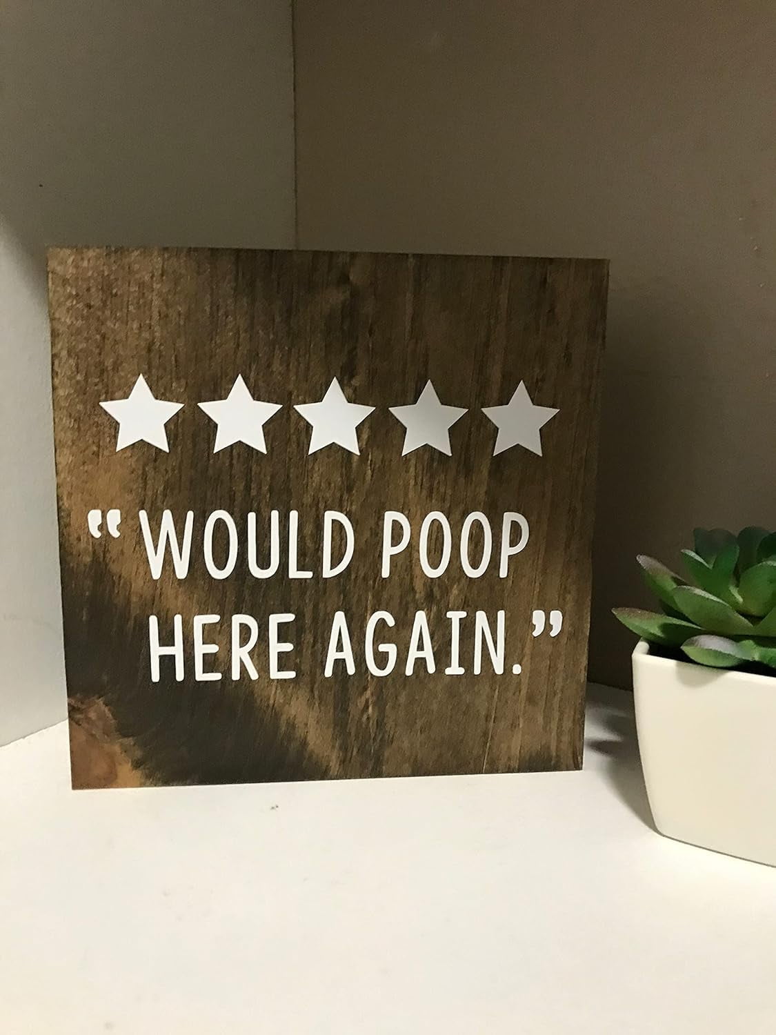 Vintage Retro Primitive Decor Funny Bathroom Wood Sign Would Poop Here ...