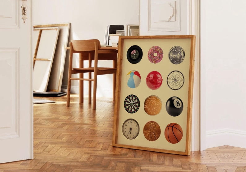 Vintage Retro Print, Trendy Wall Art, Retro Collage Wall Art, Trendy ...