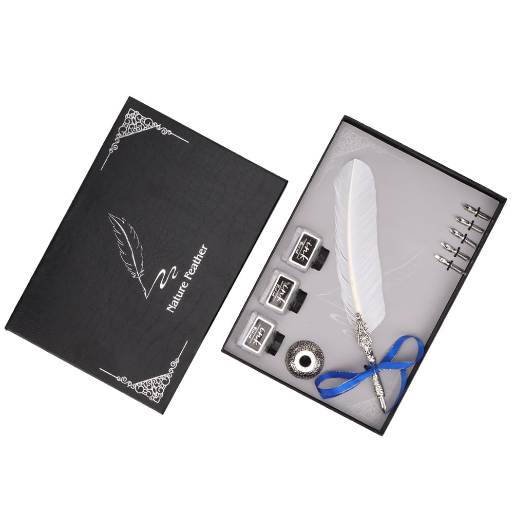 Vintage Retro Quill Feather Dip Pen Metal Nibs Calligraphy Writing Pen ...