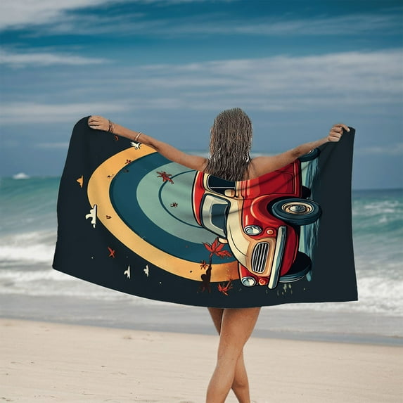 Vintage Retro Rainbow Pattern Beach Towel - Perfect for Pool Travel and ...