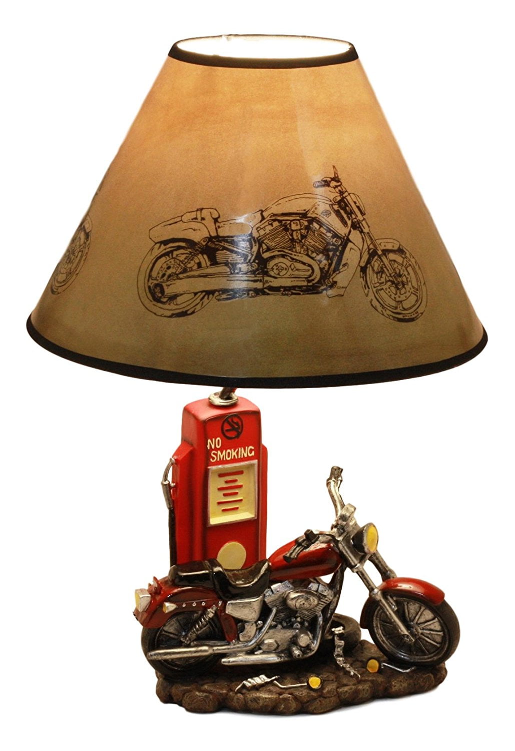 Free Shipping! Vintage Retro Red Motorcycle By Classic Gas Pump Desktop ...