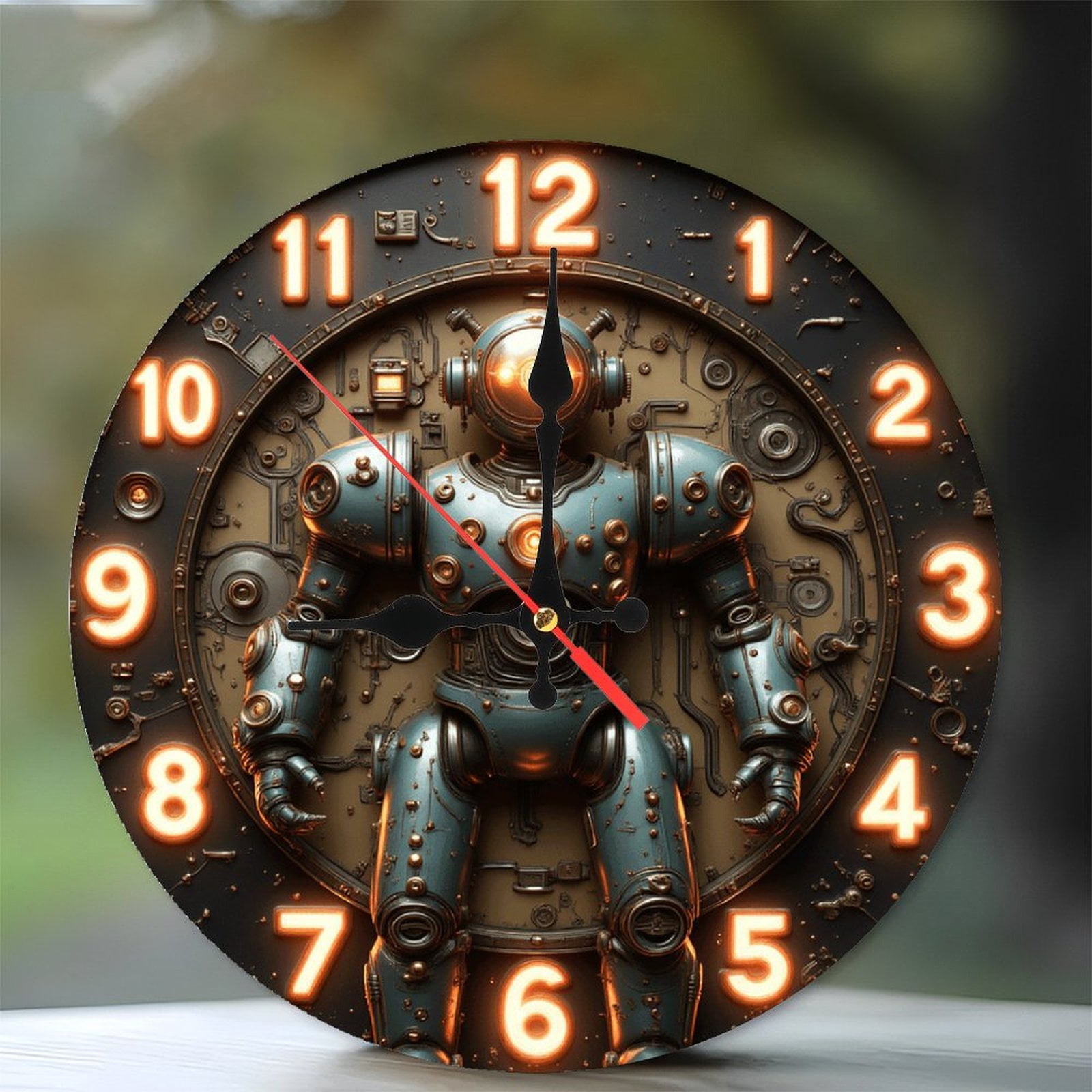 Vintage Retro Robot Wall Clock with Art Deco Design 10-Inch Silent ...