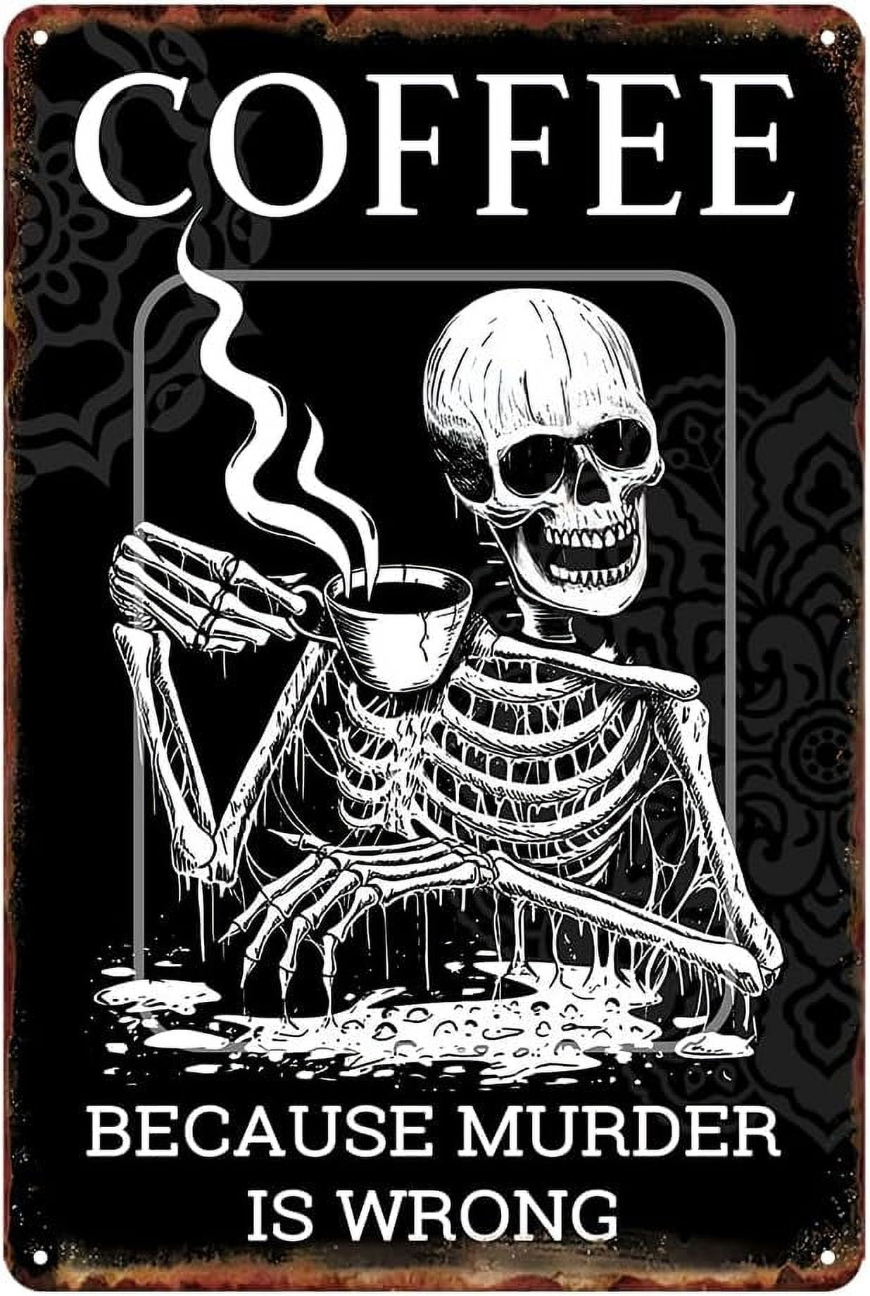 Vintage Retro Skull Metal Tin Signs - Funny Skeleton Wall Decor for ...
