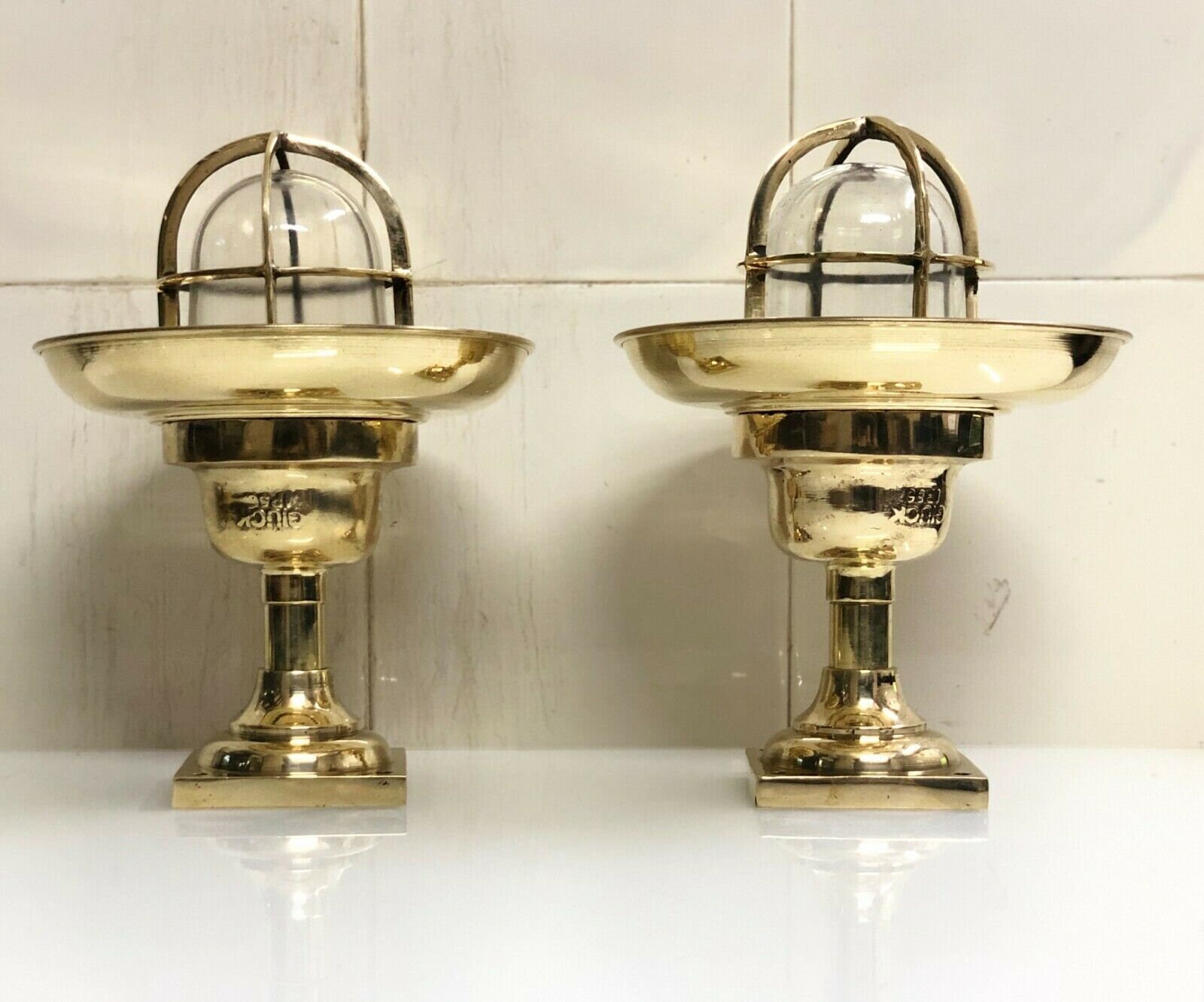 Vintage Retro Stage Brass Bulkhead Nautical Lamp/Light Fixture Set of 2 ...