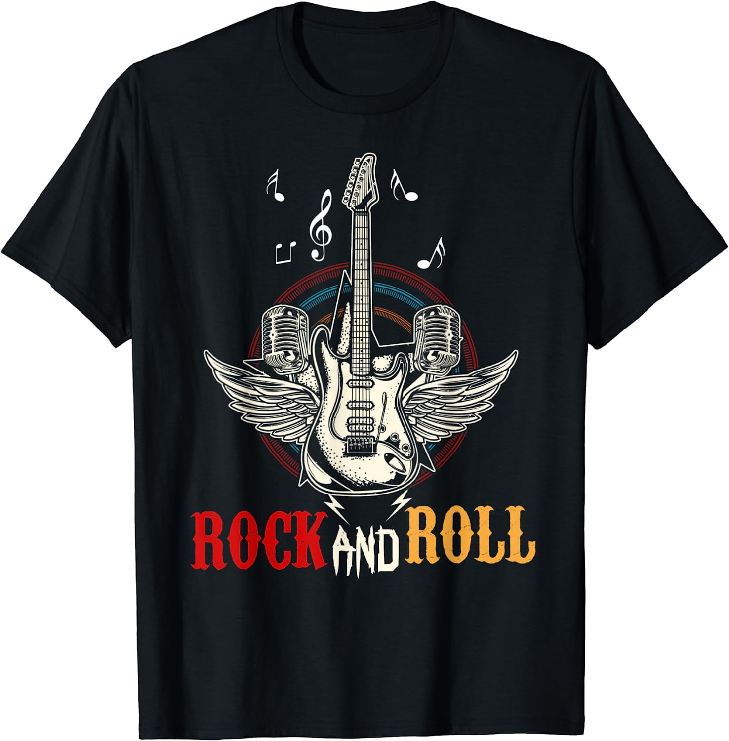 Vintage Retro Style 80s Rock & Roll Music Guitar Wings T-Shirt ...