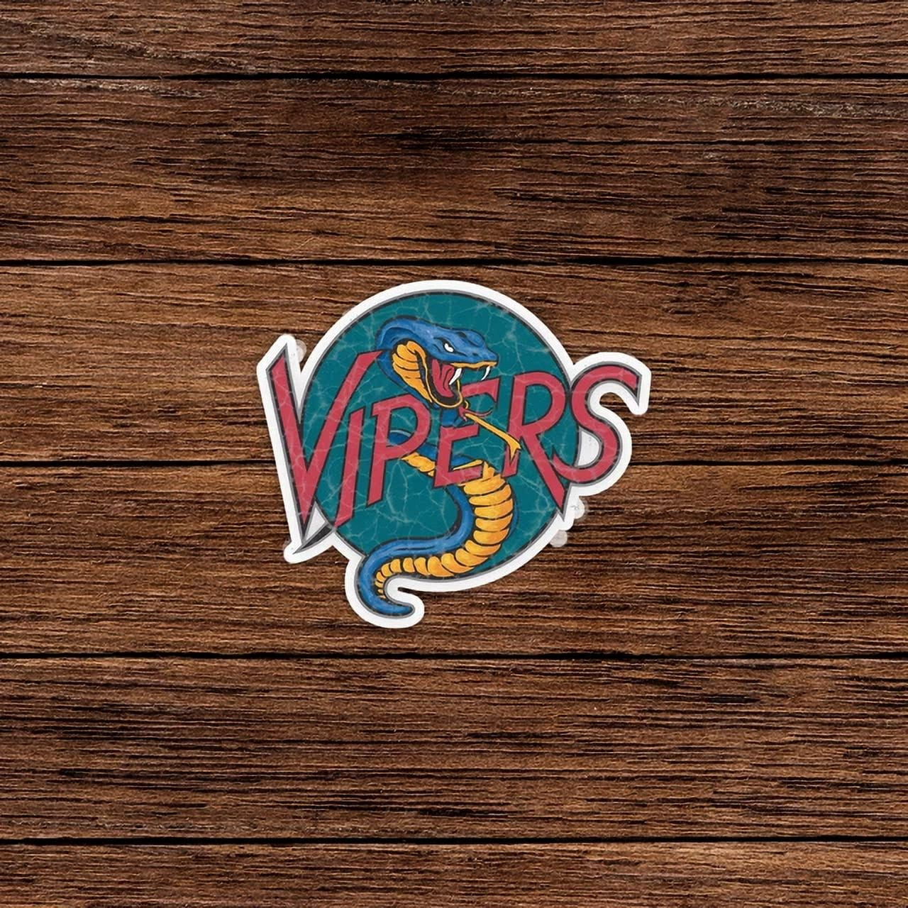 Vintage Retro-Style Vipers Basketball Team Sticker - Teal & Red Snake ...