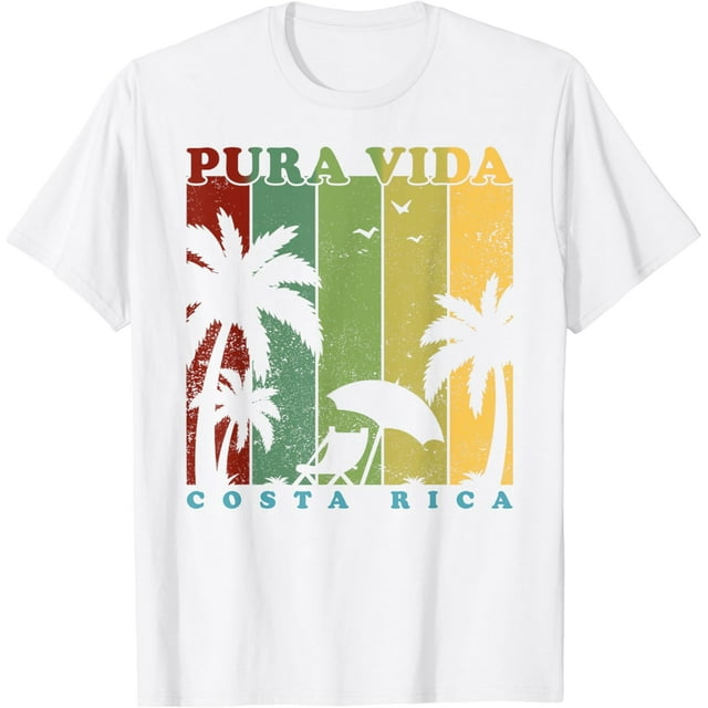 Vintage Retro Summer Vacation Costa Rica Pura Vida Beach T-Shirt ...