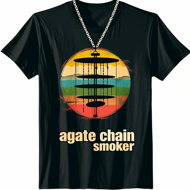 Vintage Retro Sunset Golf T Shirt Agate Chain Design on Black Tee 2D ...