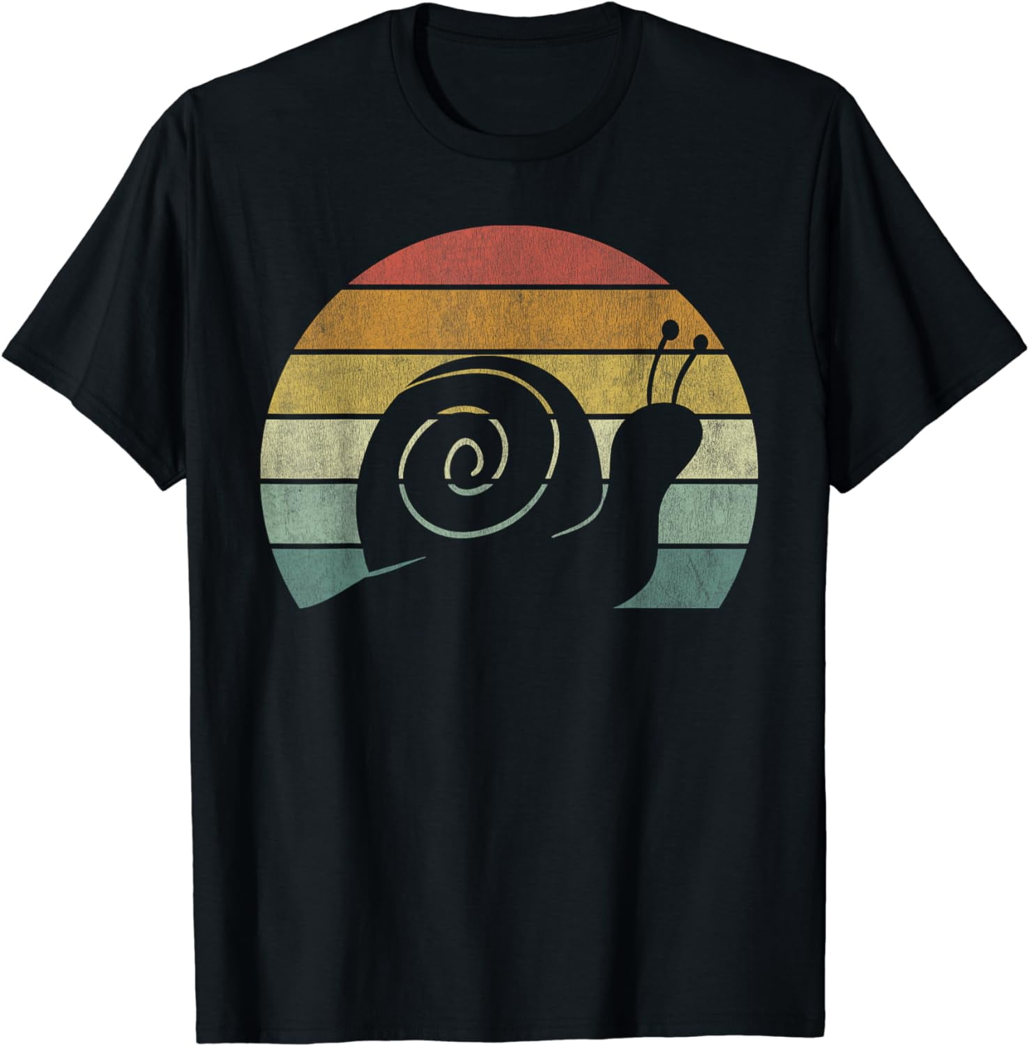 Vintage Retro Sunset Snail Design Cute Sluggish Funny Snail T-Shirt ...