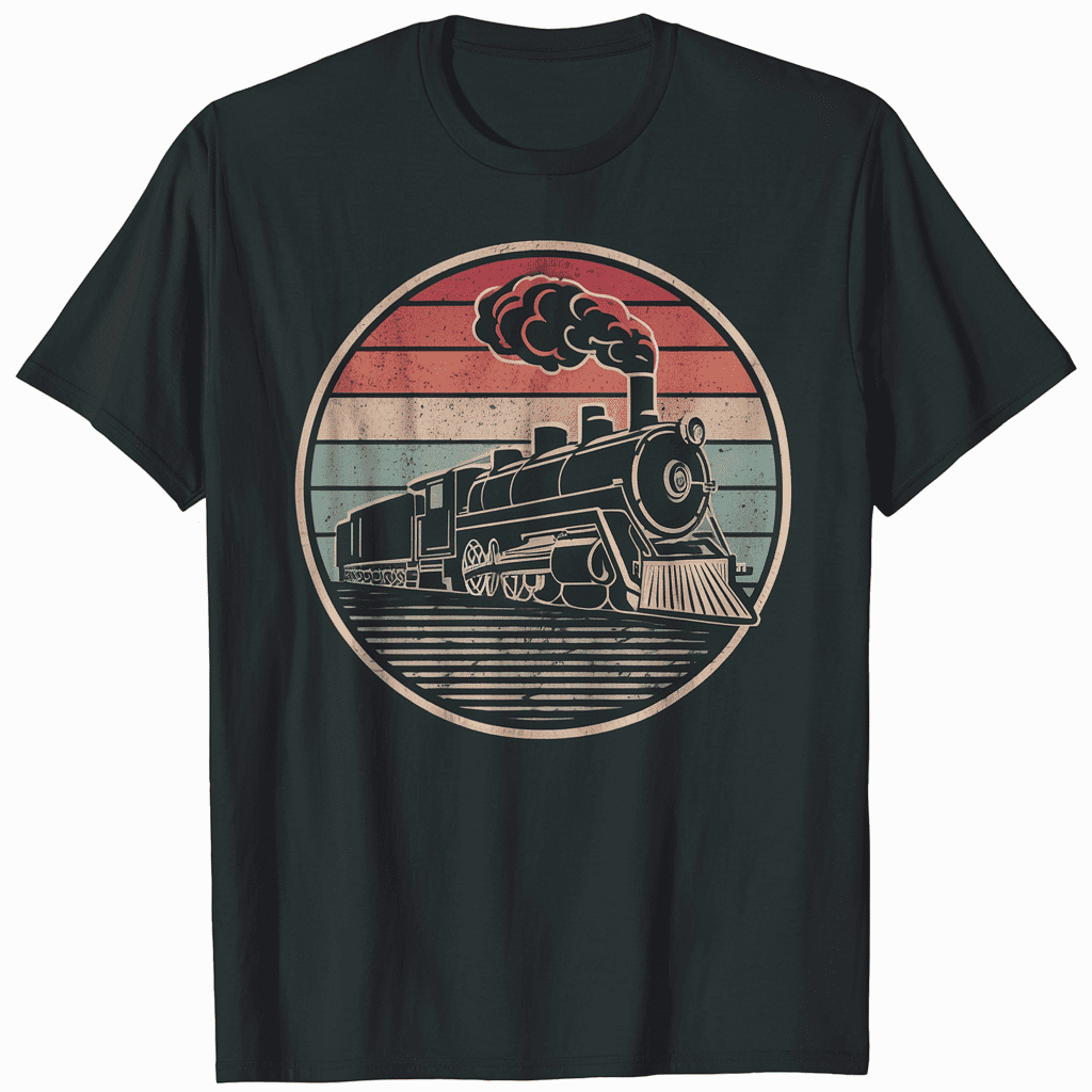 Vintage Retro Train Iconic Railway Design T-Shirt - Walmart.com
