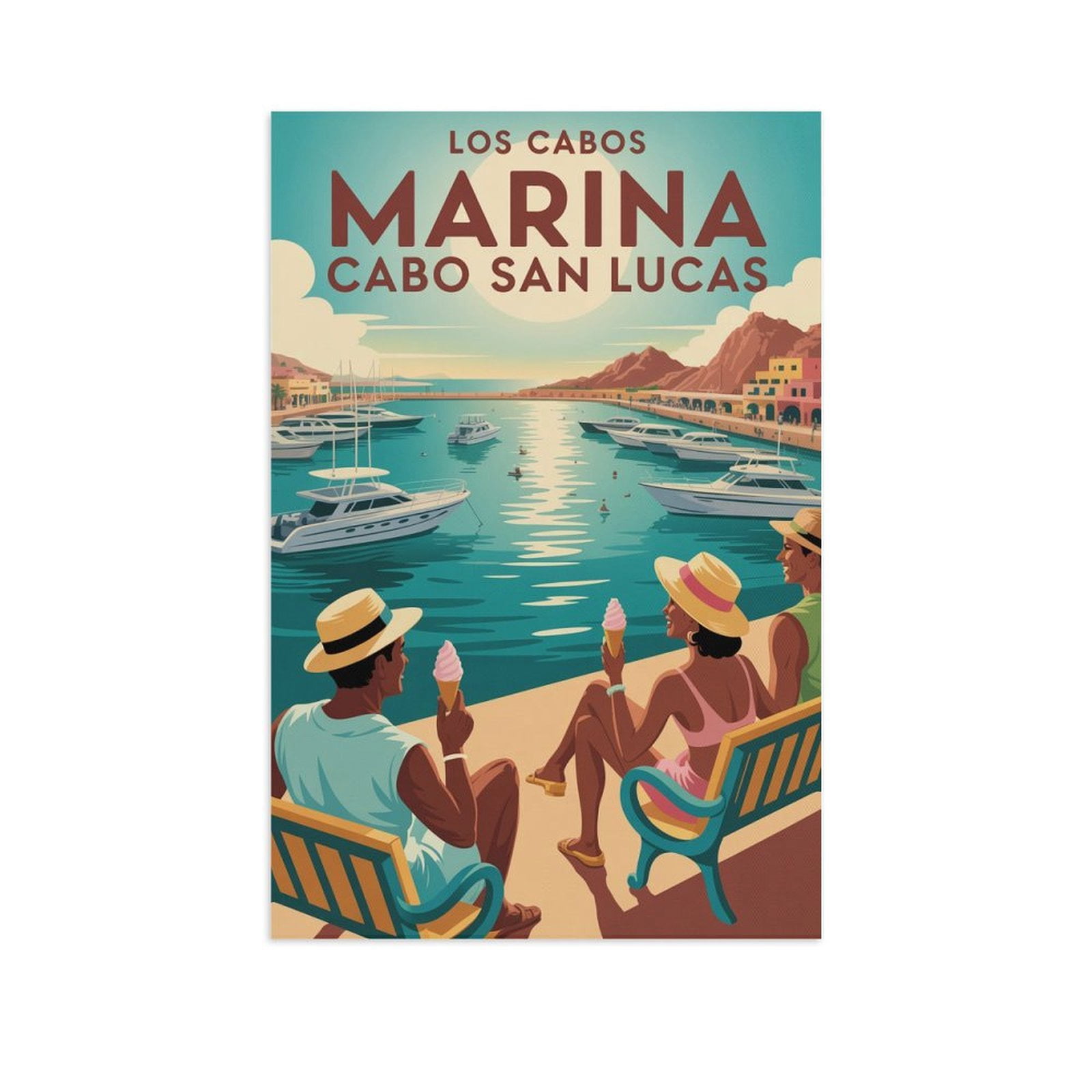 Vintage Retro Travel Poster Wall Art Marina Cabo San Lucas Los Cabos ...