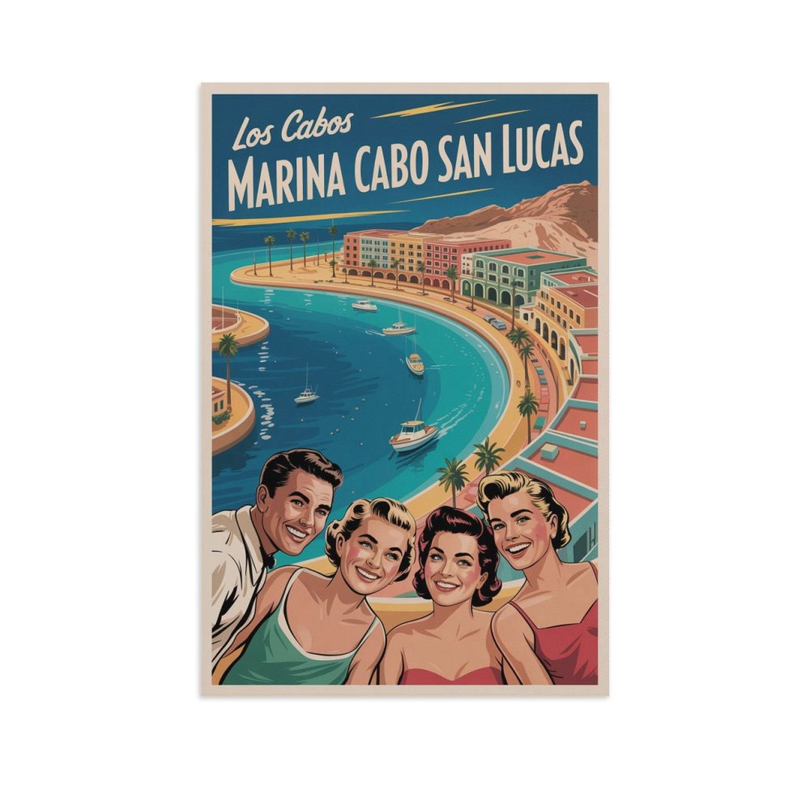 Vintage Retro Travel Poster Wall Decor Marina Cabo San Lucas Los Cabos ...