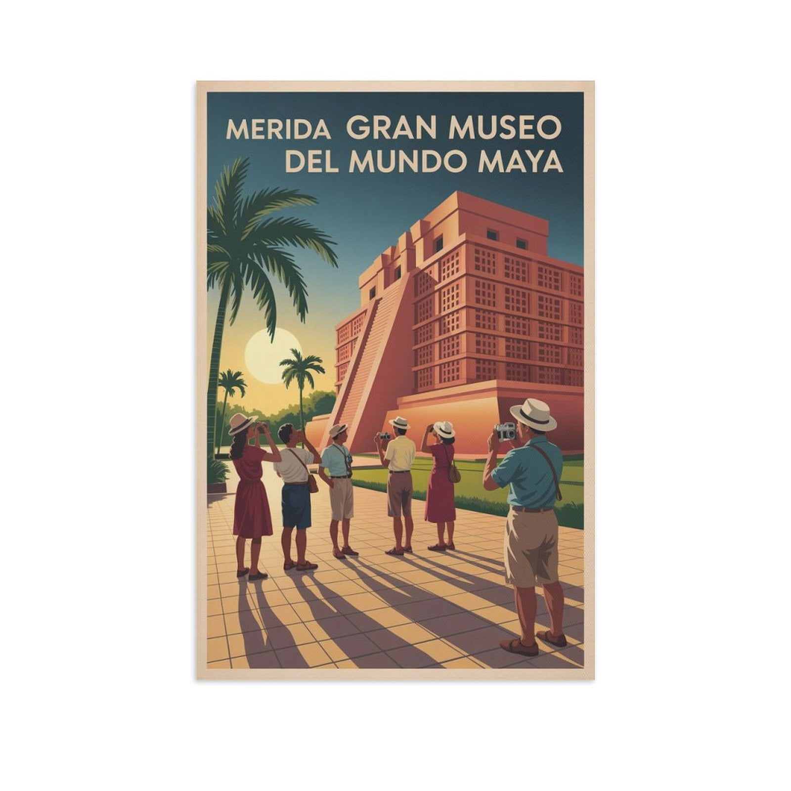 Vintage Retro Travel Poster Wall Print Gran Museo Del Mundo Maya Merida ...