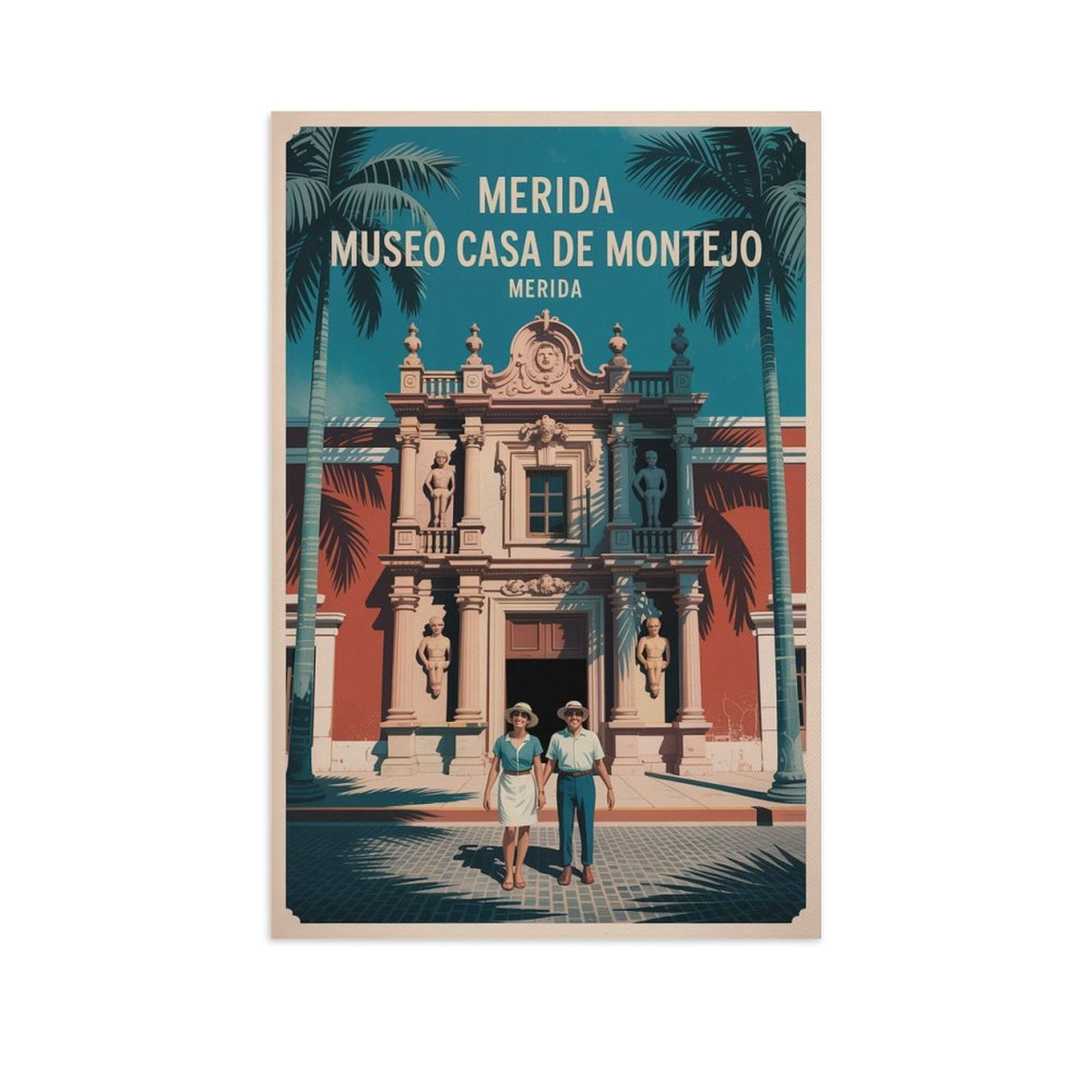 Vintage Retro Travel Poster Wall Print Museo Casa De Montejo Merida ...