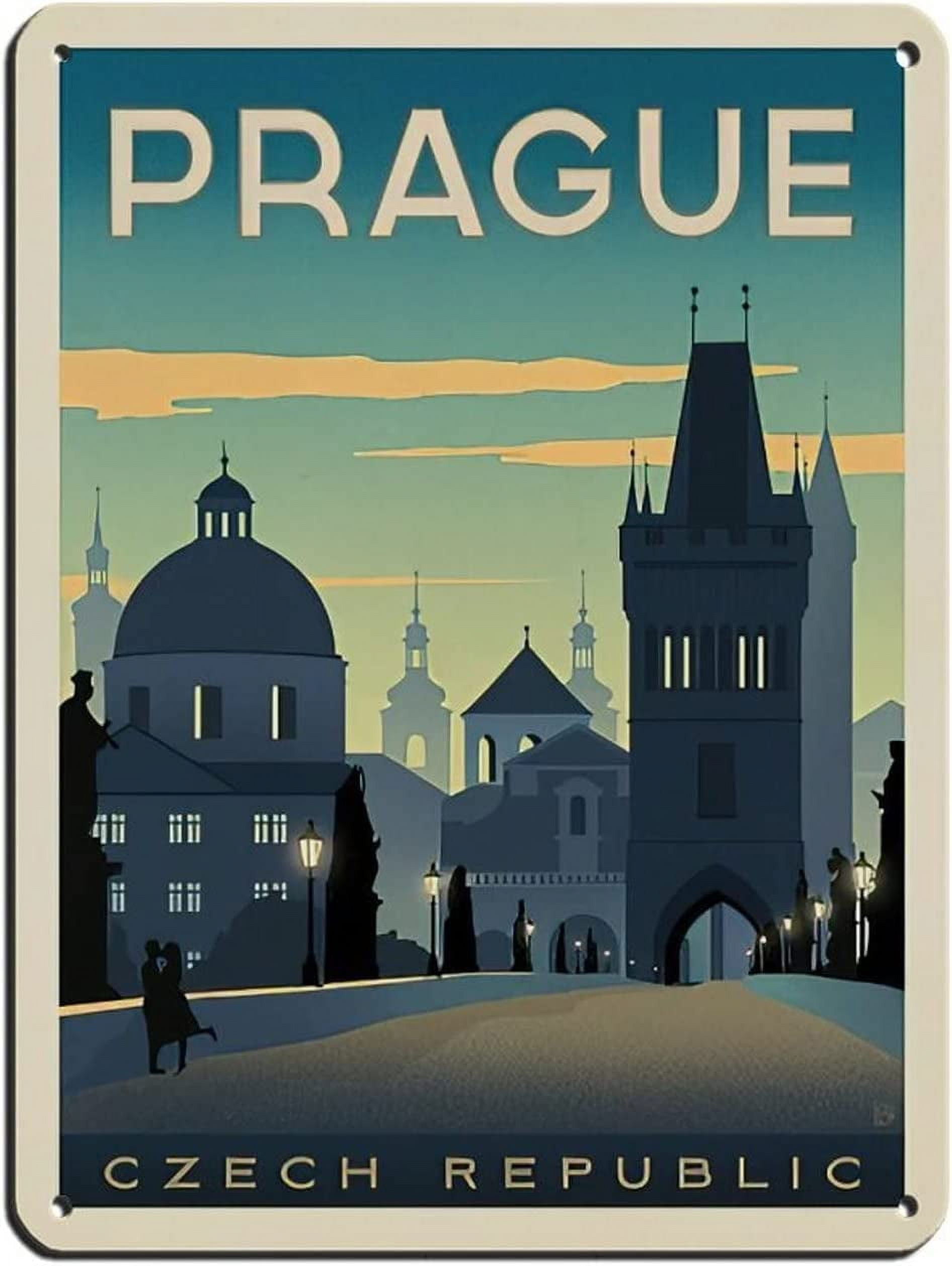 Vintage Retro World Travel Czech Republic Prague Retro Poster Metal Tin ...