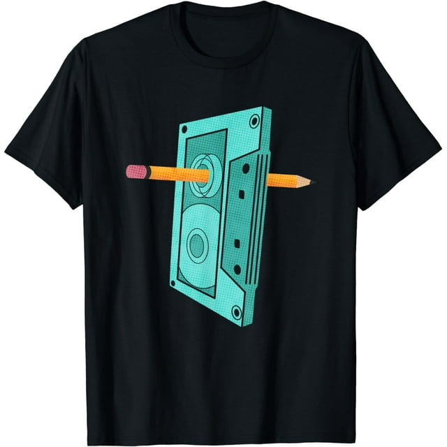 Vintage Rewind Funny 80s 90s Cassette Pencil Gift Men Women T-Shirt ...
