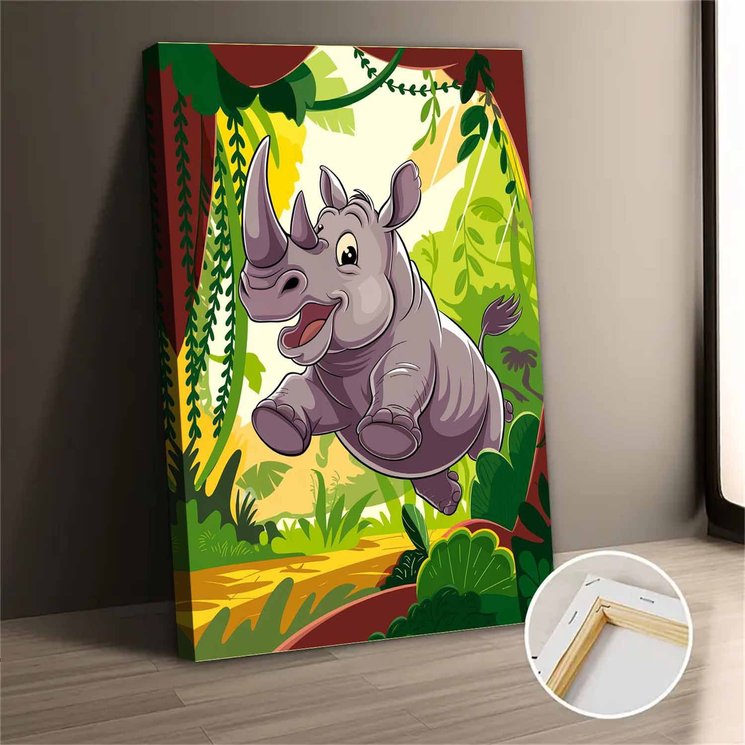 Vintage Rhino Canvas Wall Art Abstract Modern Aesthetic Print for ...
