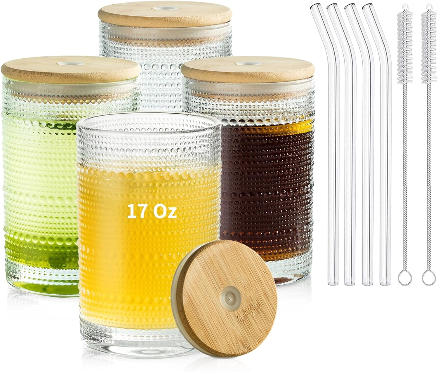 Vintage Ribbed Glassware, Hobnail Drinking Glass 17oz, Drinking Glasses ...