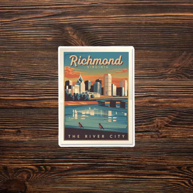 Vintage Richmond Virginia Skyline Travel Sticker - The River City Retro ...